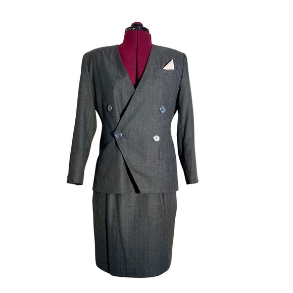 Vintage | Skirts | Vintage Pinstripe Power Suit | Poshmark